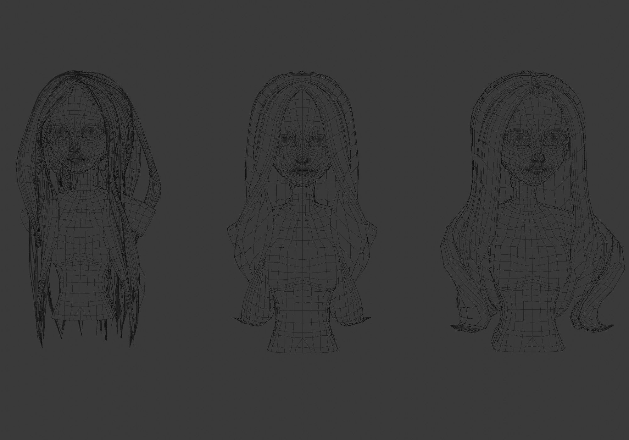 Hair collection long wigs for sims 3D model | CGTrader