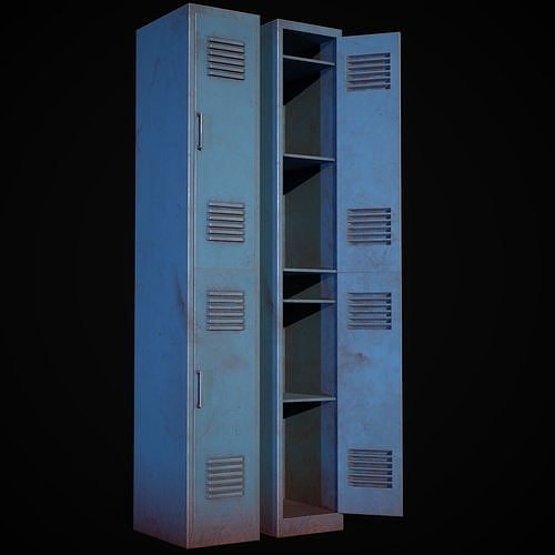3D model Old School Lockers Blue VR / AR / low-poly | CGTrader