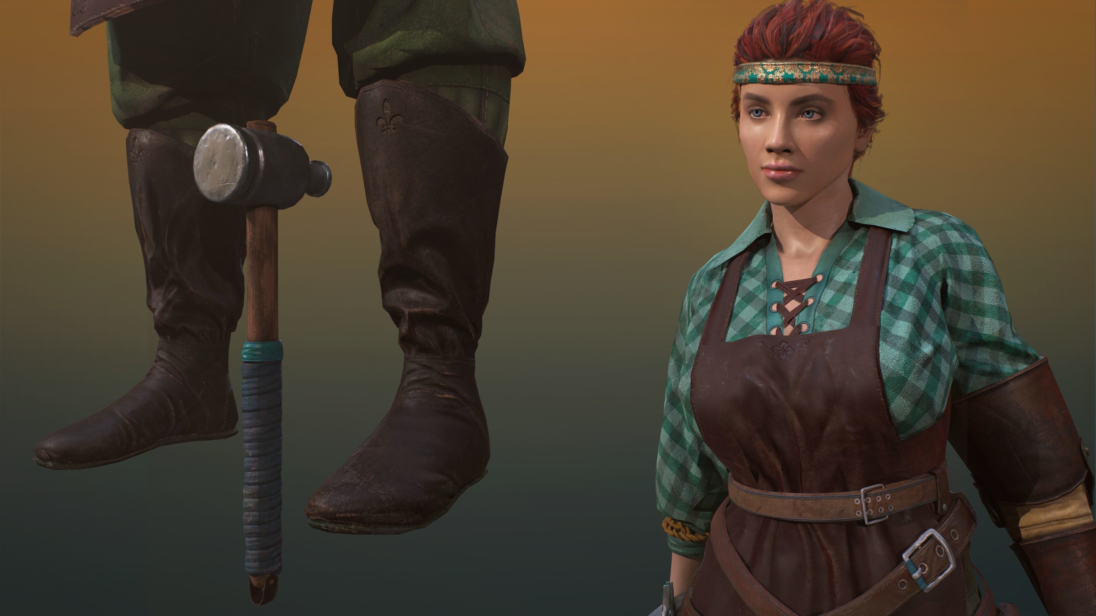 3D model Blacksmith gameready with 29 animations VR / AR / low-poly ...