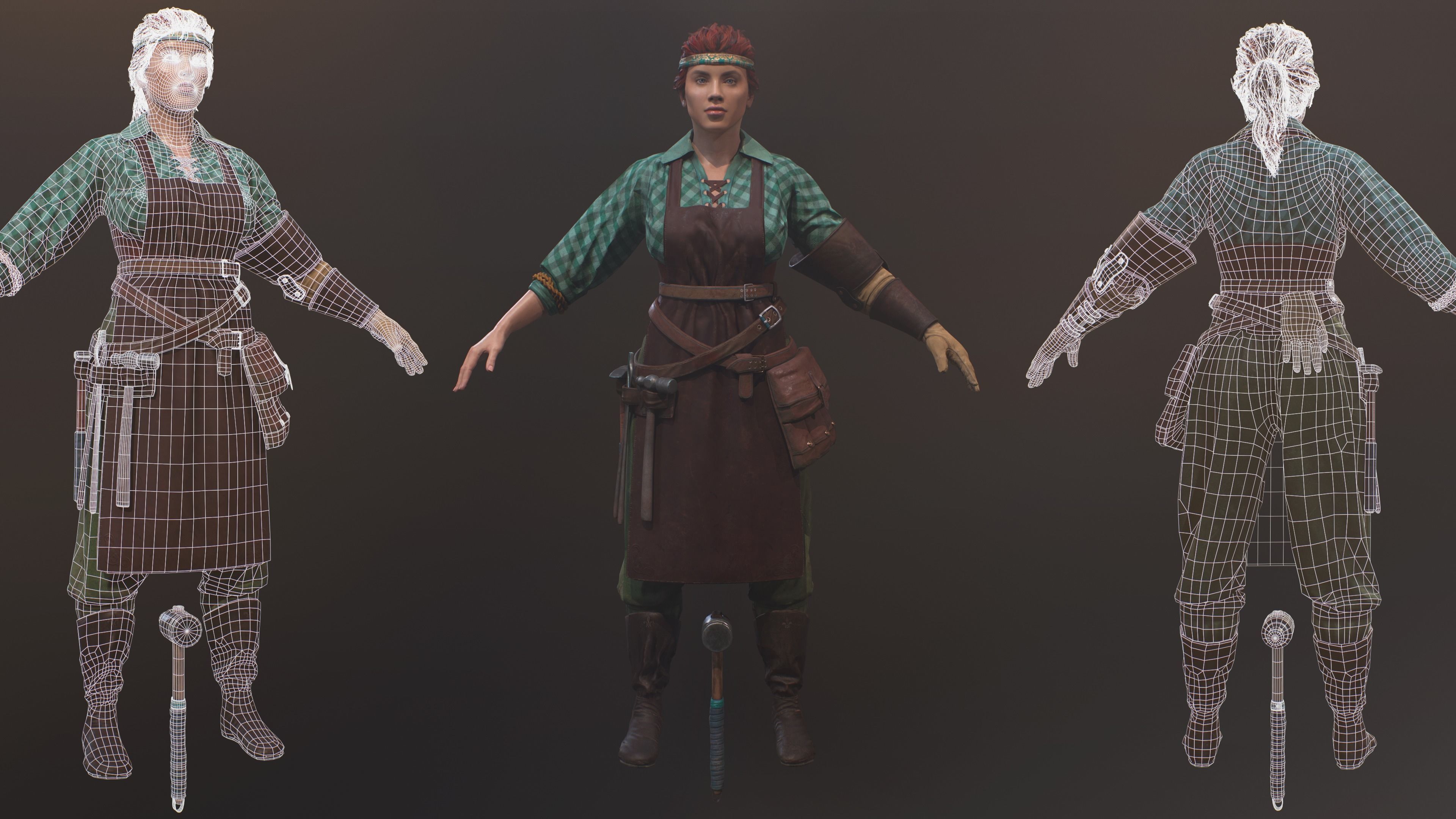 3D model Blacksmith gameready with 29 animations VR / AR / low-poly ...