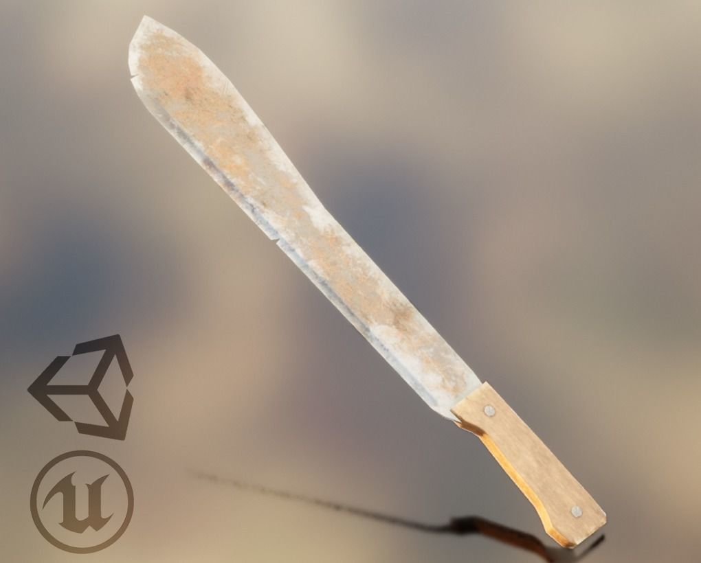 Machete sword with wooden handle free VR / AR / low-poly 3D model ...