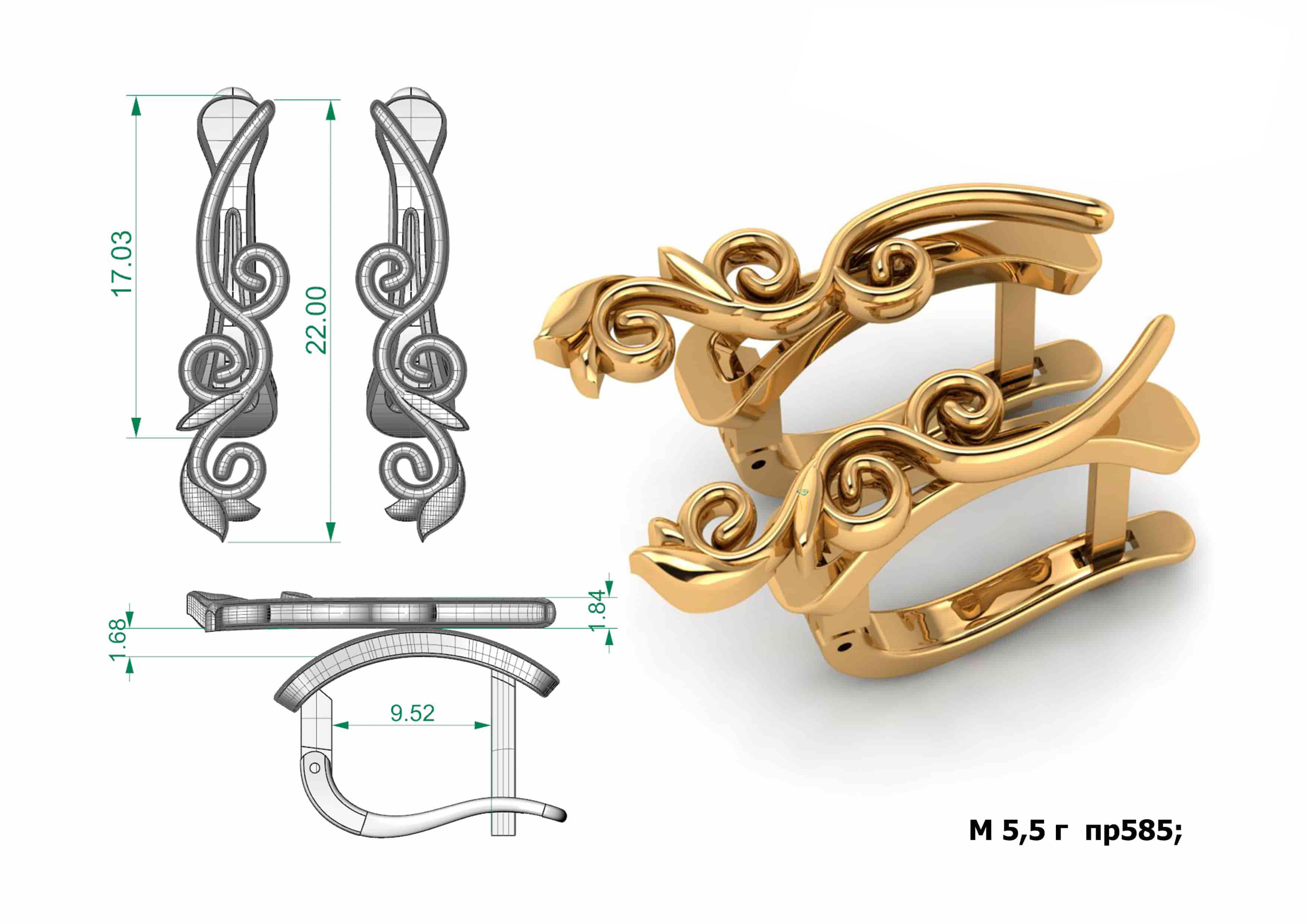 G0036 pair of gold plated cufflinks 3D model 3D printable | CGTrader