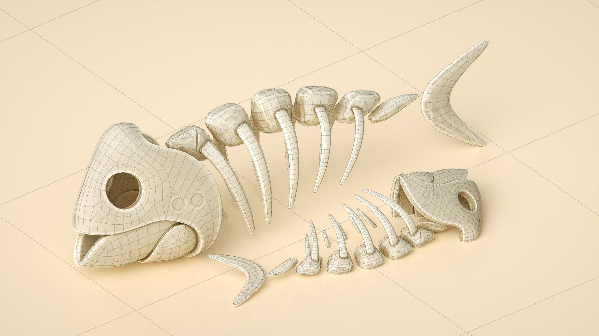 3D model fish bone fossil VR / AR / low-poly | CGTrader