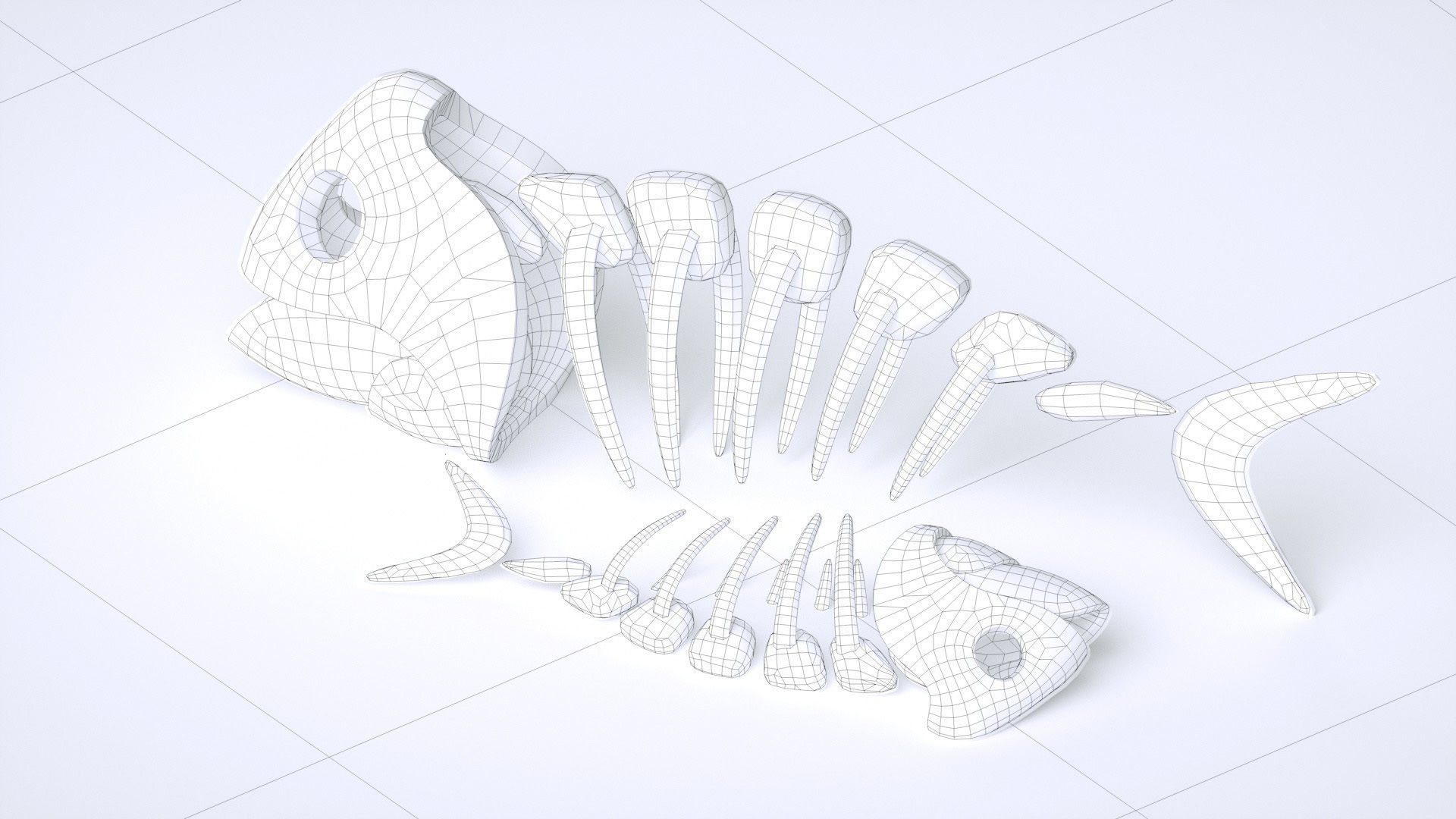 3D model fish bone fossil VR / AR / low-poly | CGTrader