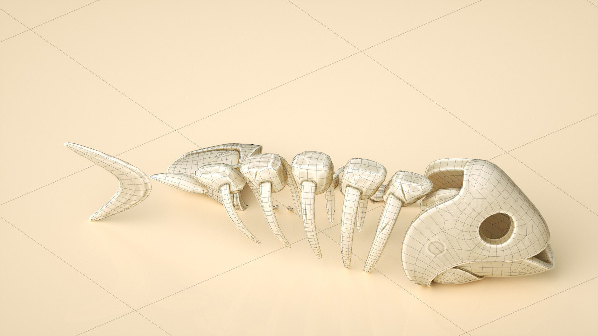 3D model fish bone fossil VR / AR / low-poly | CGTrader