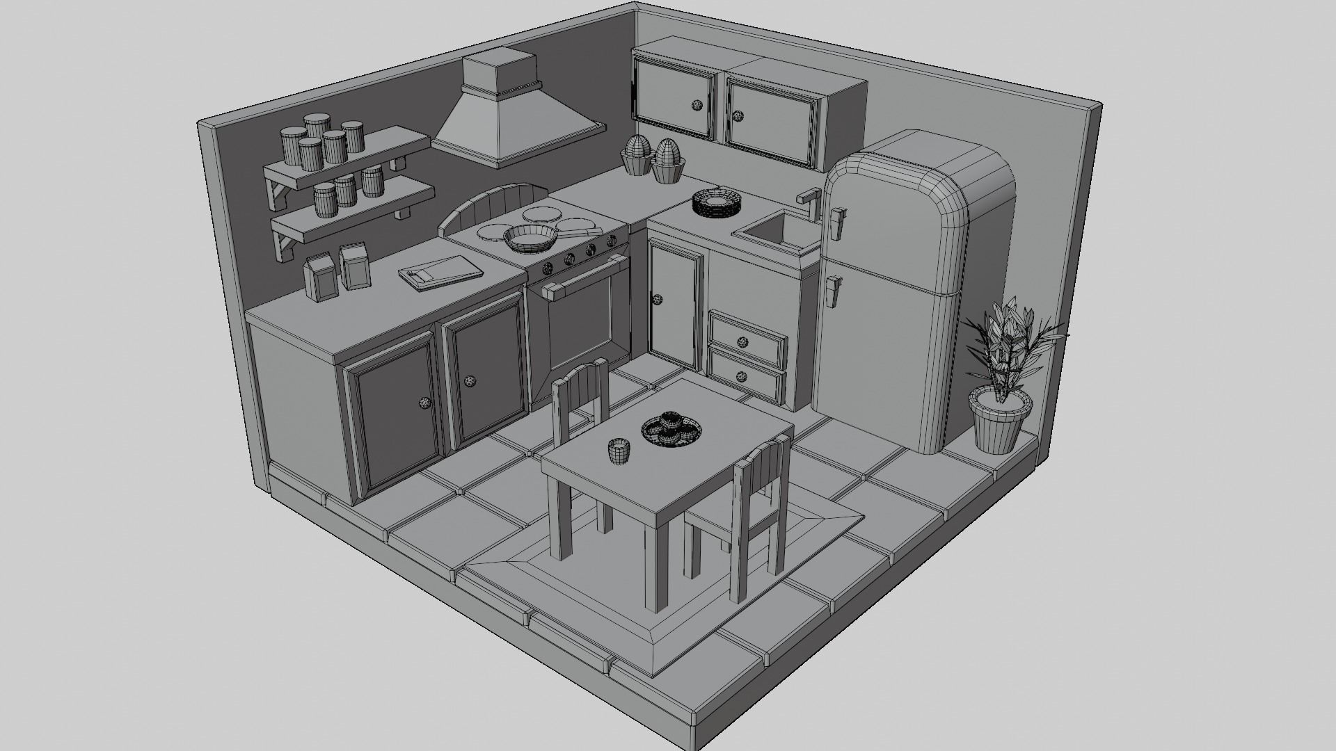 Low poly Kitchen free VR / AR / low-poly 3D model | CGTrader
