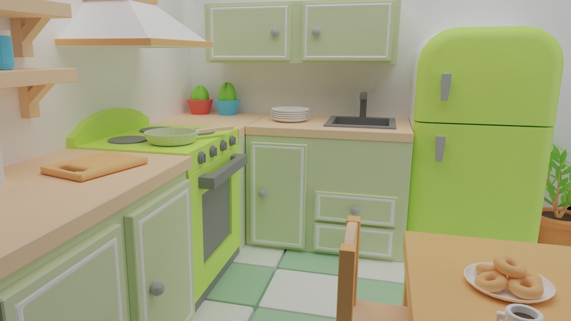 Low poly Kitchen free VR / AR / low-poly 3D model | CGTrader