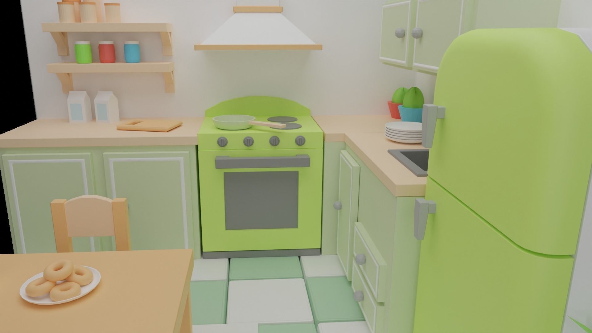 Low poly Kitchen free VR / AR / low-poly 3D model | CGTrader