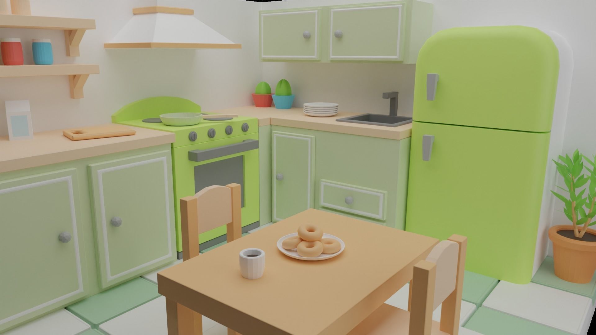 Low poly Kitchen free VR / AR / low-poly 3D model | CGTrader