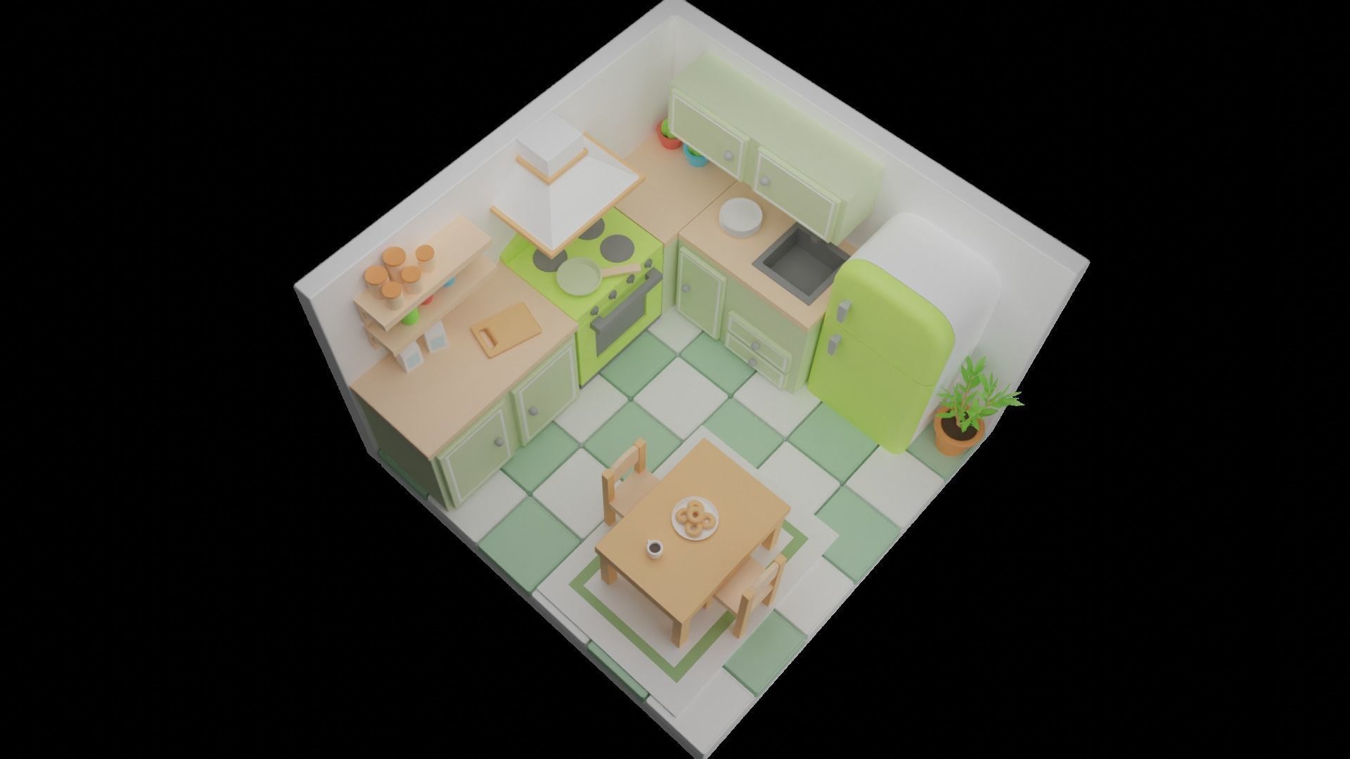 Low poly Kitchen free VR / AR / low-poly 3D model | CGTrader