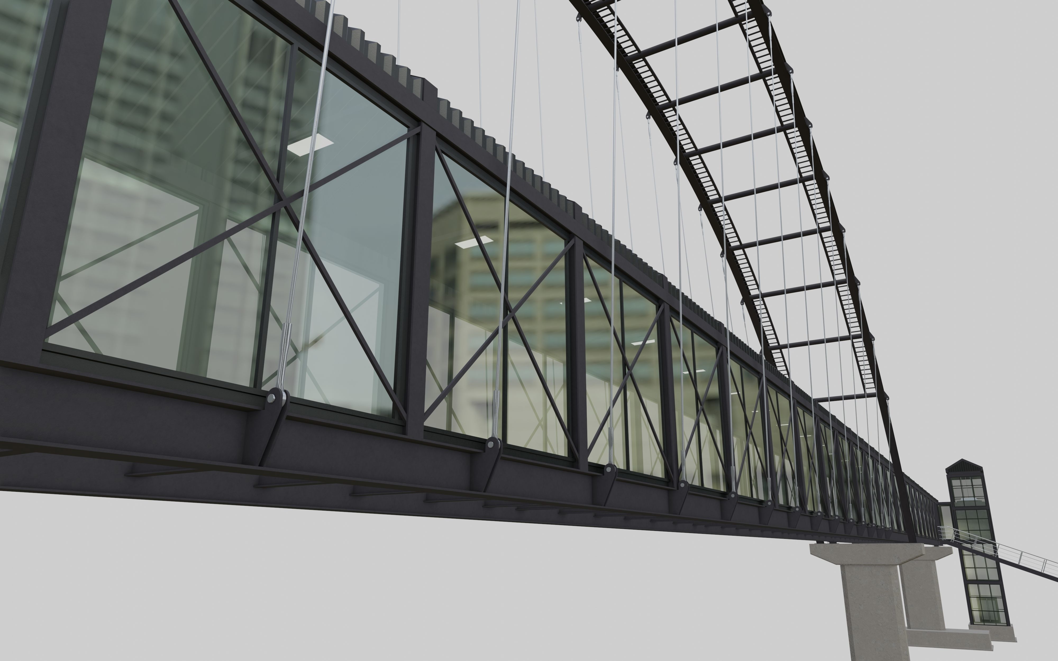 Modern Steel Pedestrian Bridge 3D model | CGTrader