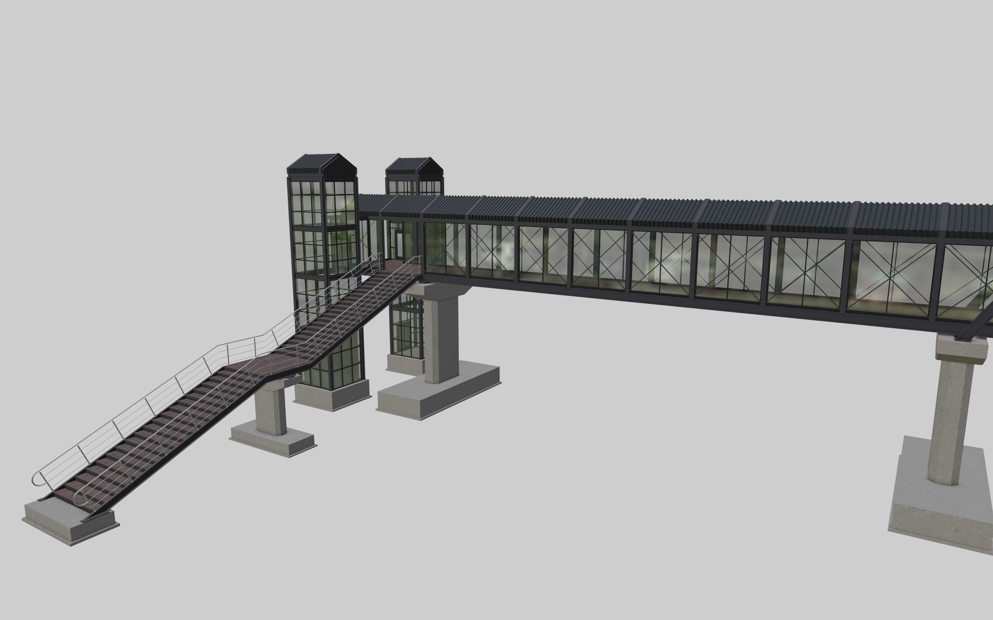 Modern Steel Pedestrian Bridge 3D model | CGTrader