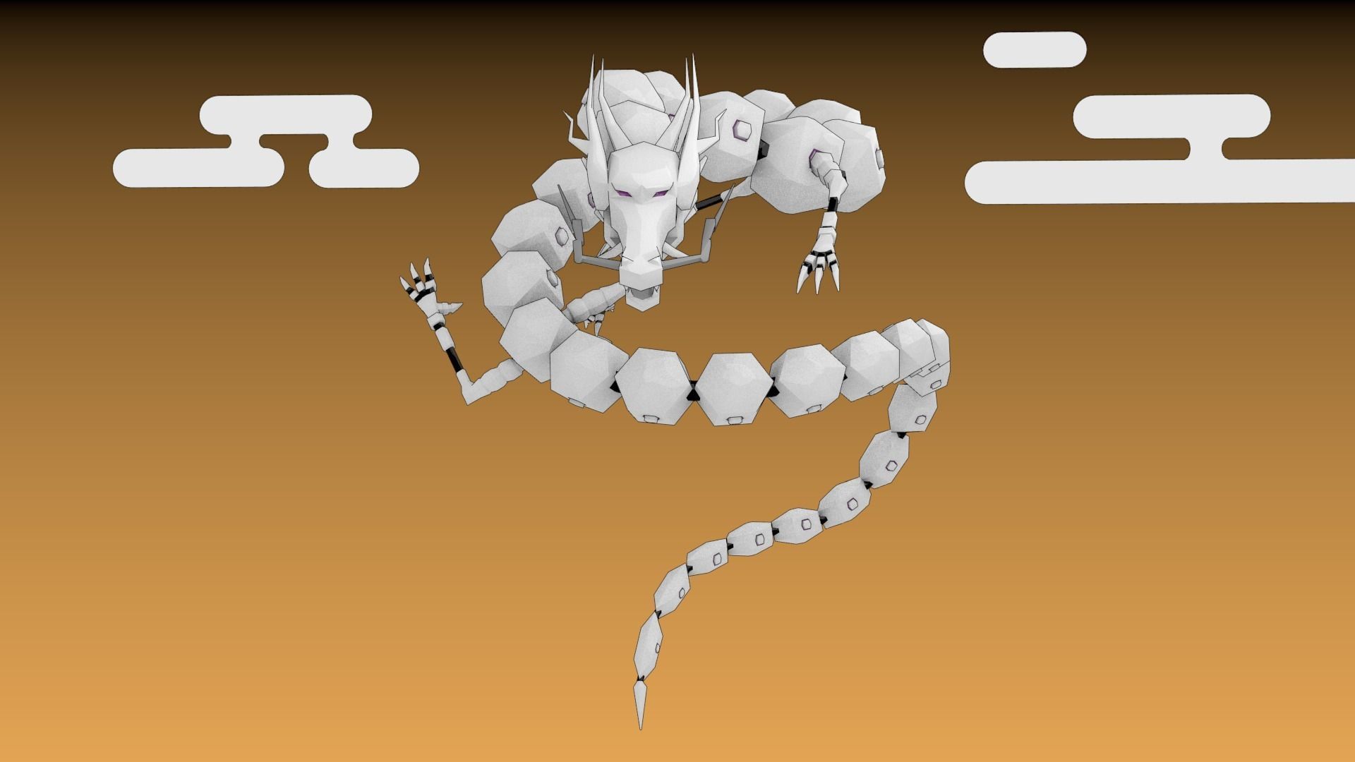 3D model Chinese Mech White Anime Dragon Low Poly Rigged VR / AR / low ...