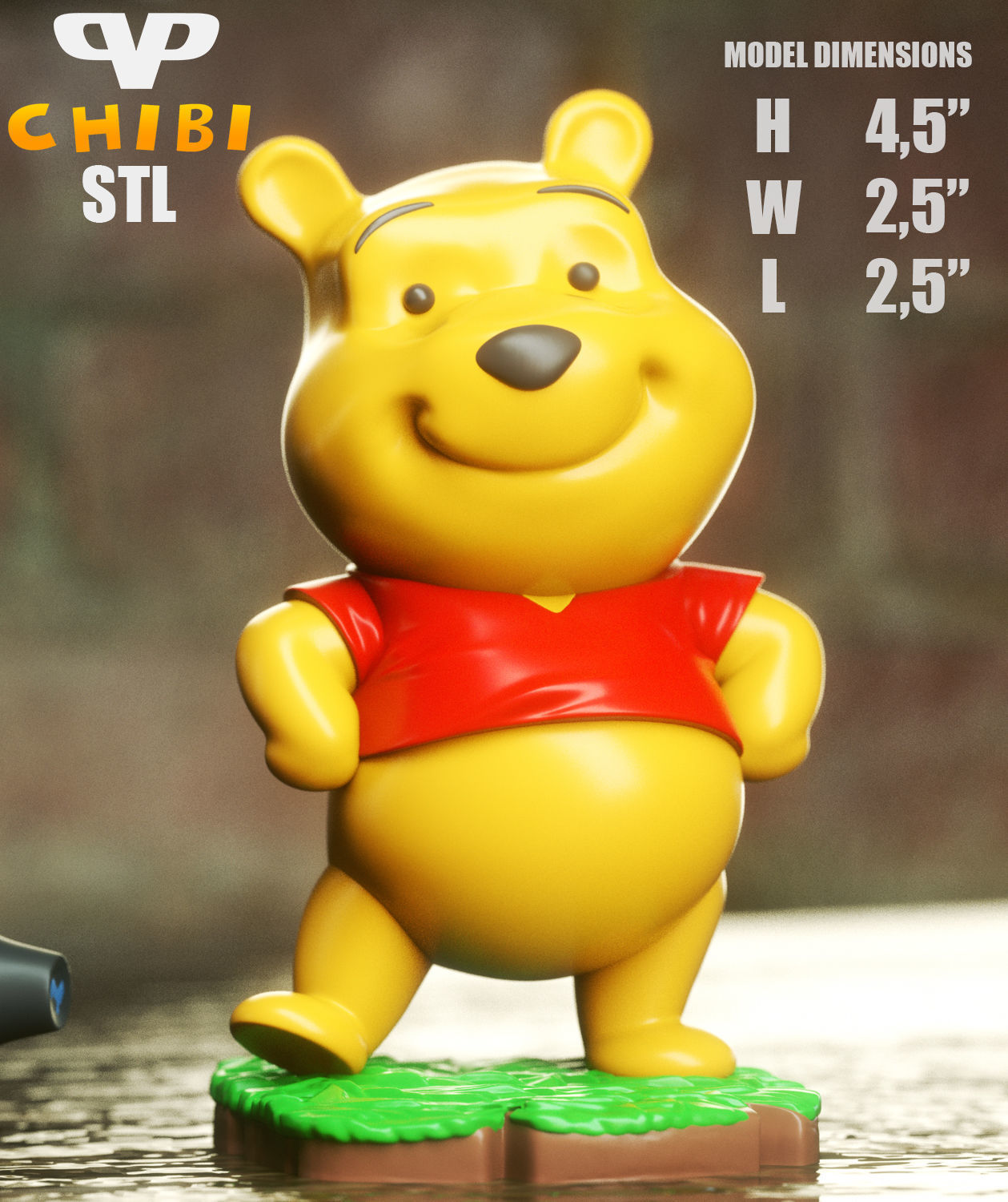 Winnie The Pooh Chibi STL for 3D Printing ChibiSTL 3DXM 3D model 3D ...