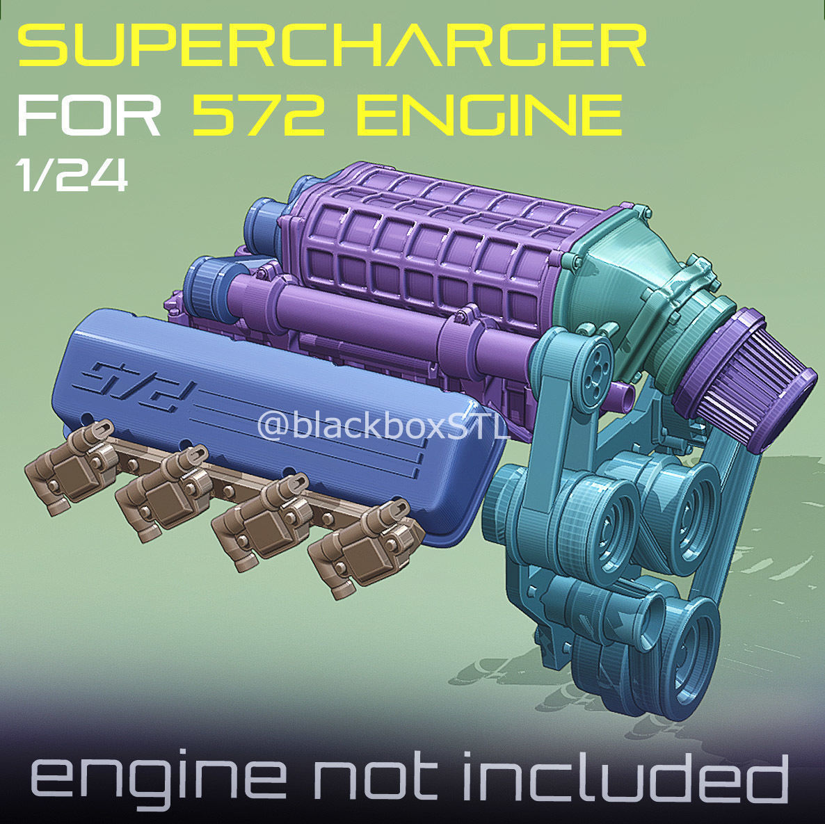 Supercharger set for 572 ENGINE 1-24th 3D model 3D printable | CGTrader