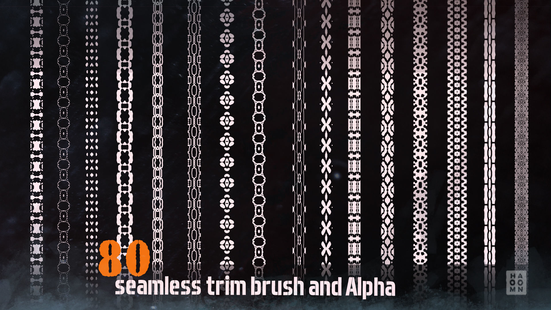 80 seamless trim brush and alpha Texture | CGTrader