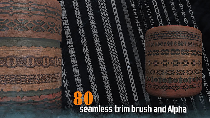 80 seamless trim brush and alpha Texture | CGTrader