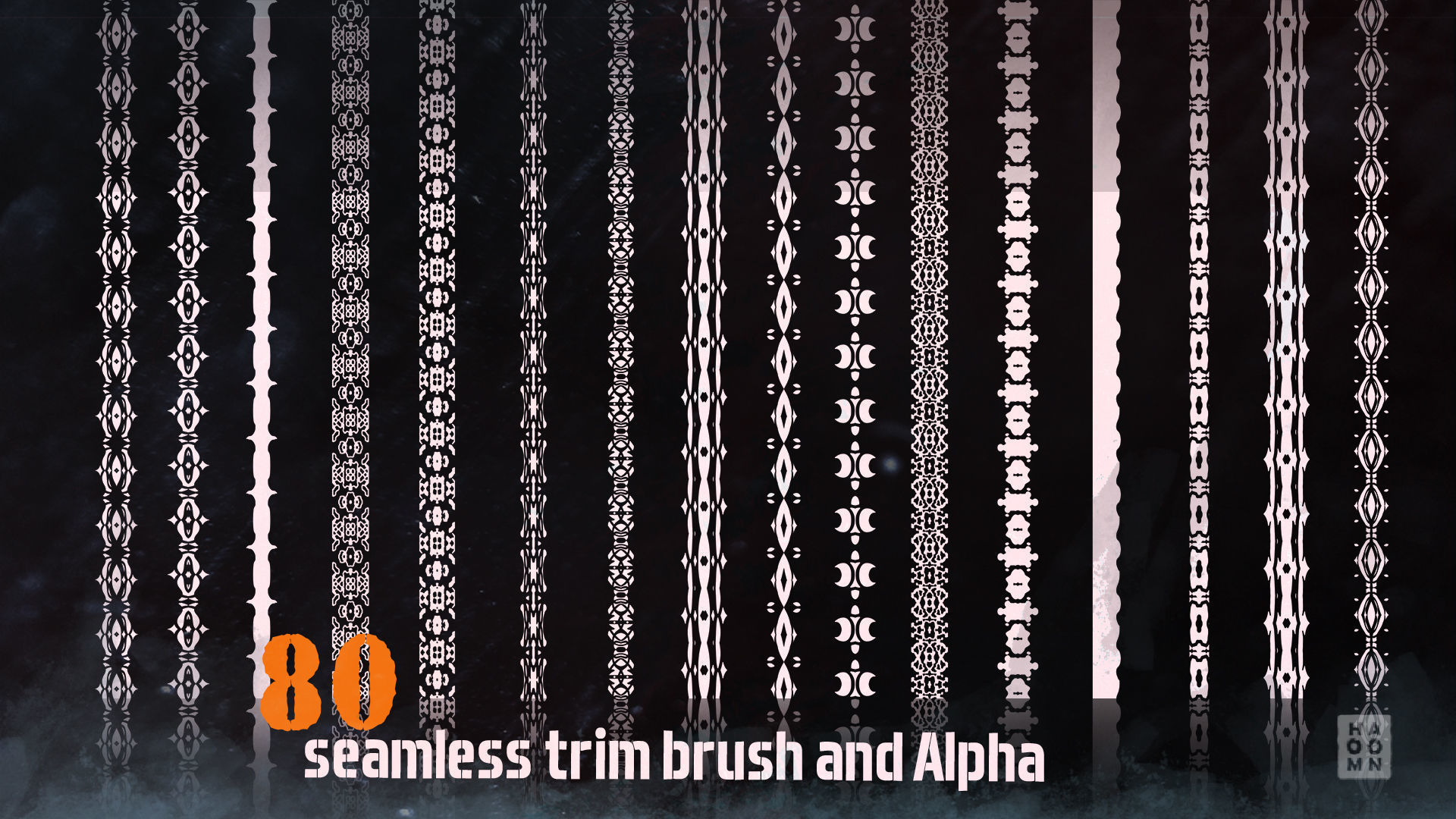 80 seamless trim brush and alpha Texture | CGTrader