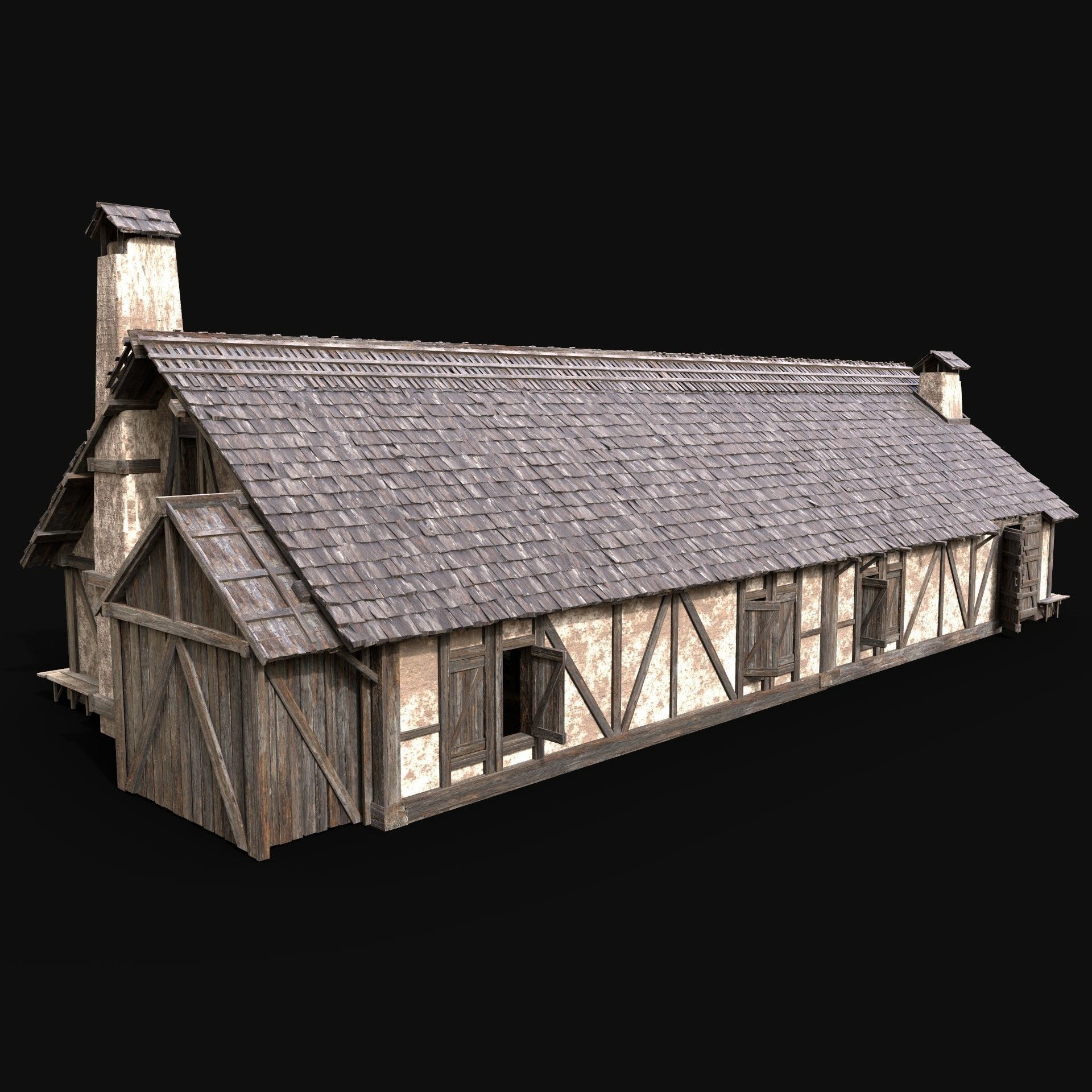 MEDIEVAL HOUSE ENTERABLE LONG HUT FARM COTTAGE WOODEN CABIN AAA free VR ...