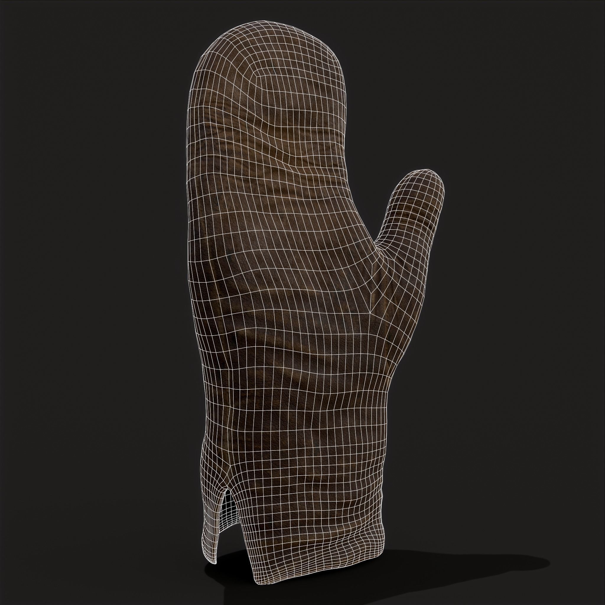 3D model Old Worn Leather Mitten VR / AR / low-poly | CGTrader