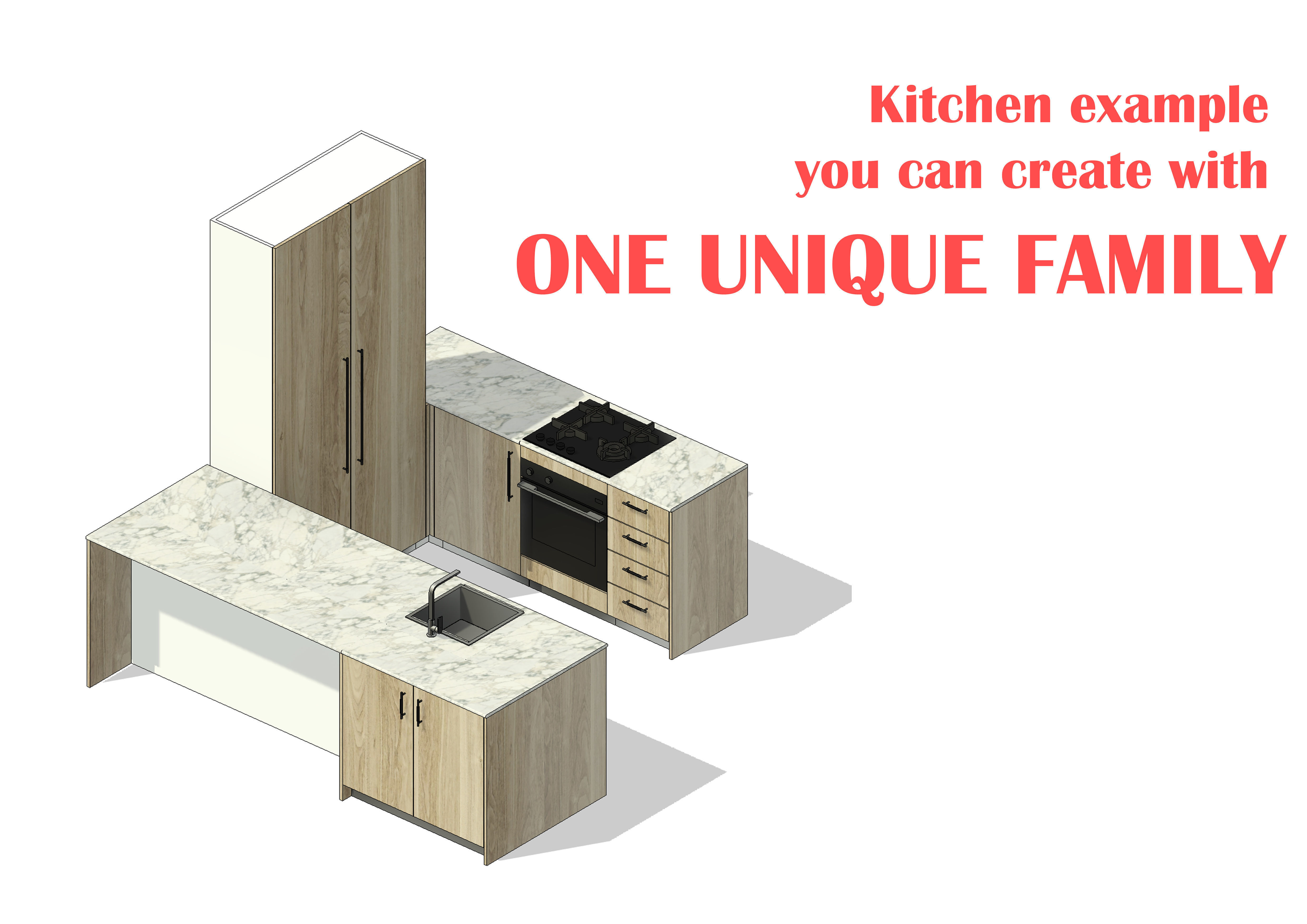 Fully Parametric Kitchen Family Revit 3D model | CGTrader
