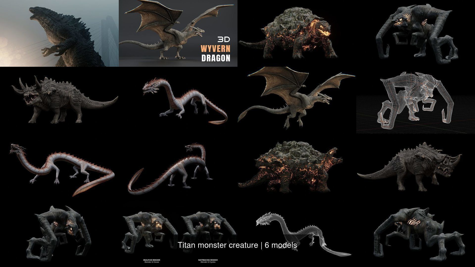 3D Model Collection Titan monster creature VR / AR / low-poly | CGTrader