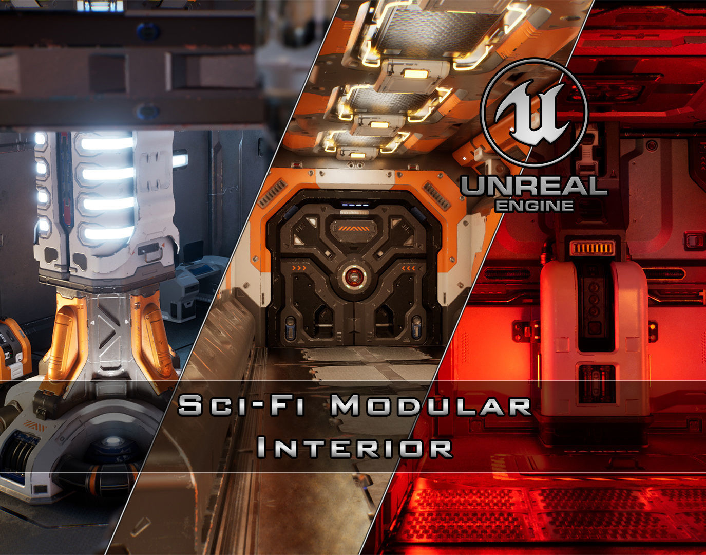 3D model Sci-fi Modular Interior Space Station - Unity and Unreal VR ...