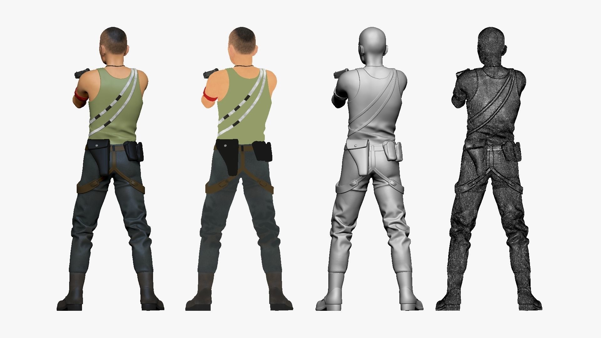 001125 skinhead man with pistiol 3d print ready 3D model 3D printable ...