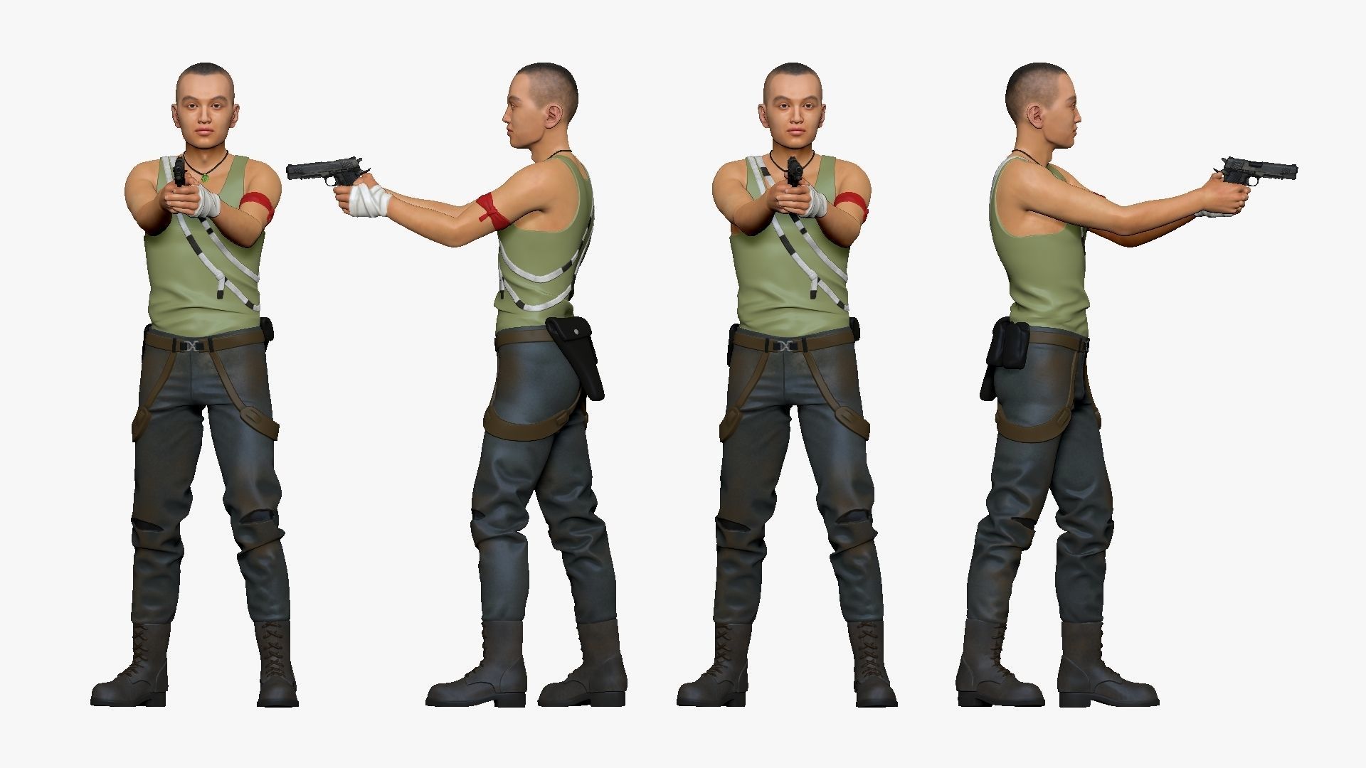 001125 skinhead man with pistiol 3d print ready 3D model 3D printable ...