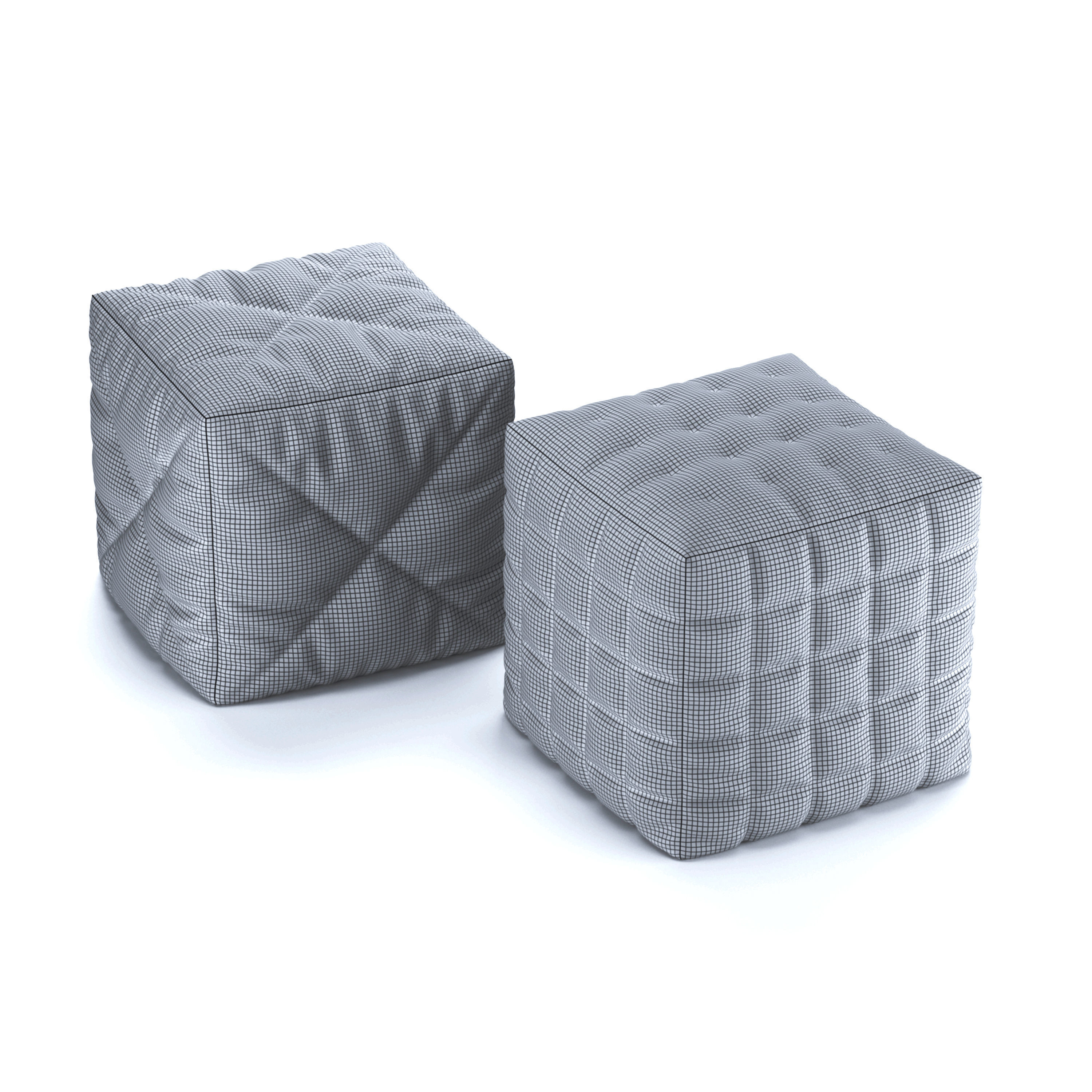 pouff 3d model cube cushions - 3D model animated rigged | CGTrader