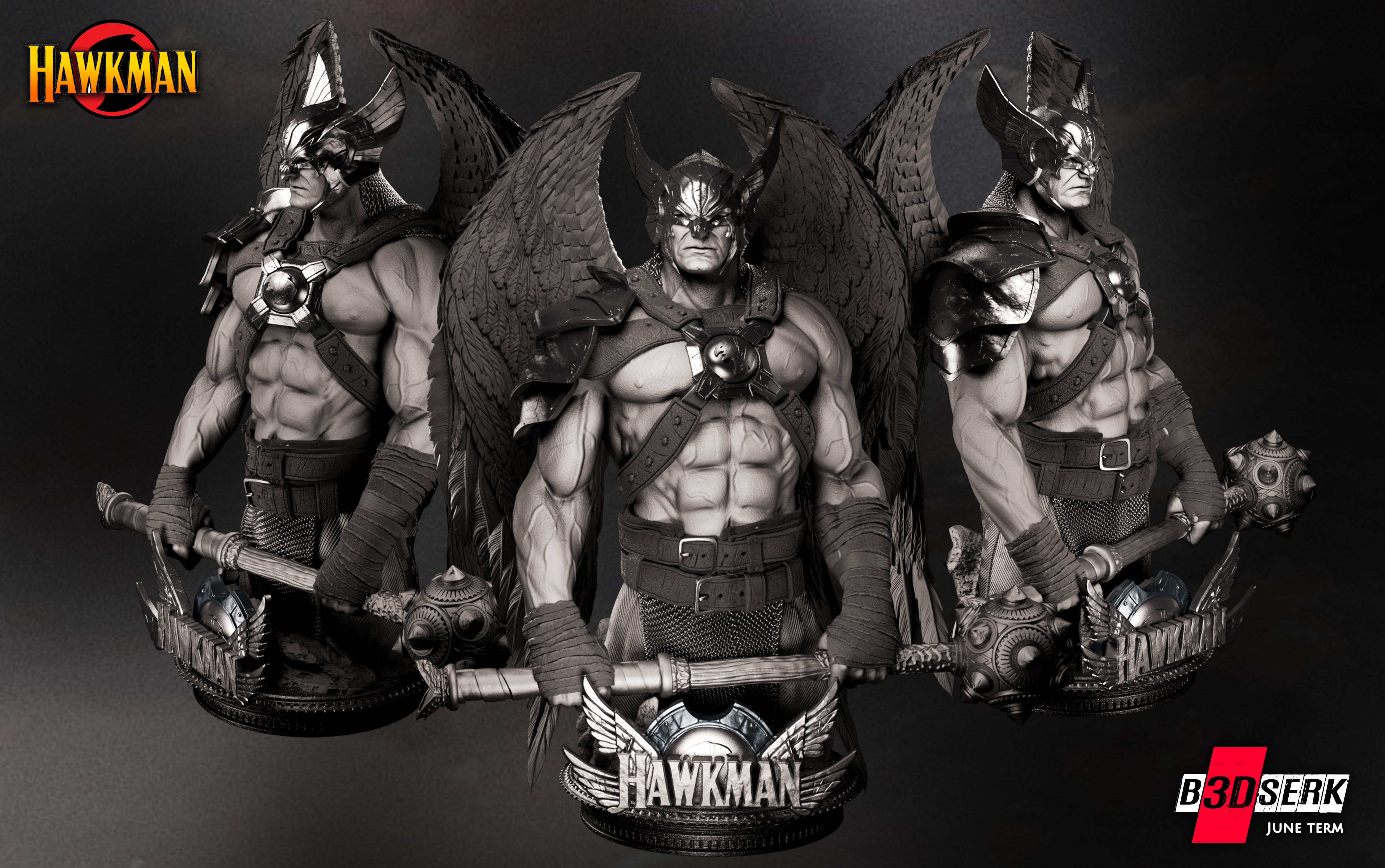 B3DSERK June term 2022 Hawkman Bust ready for printing free 3D model 3D ...