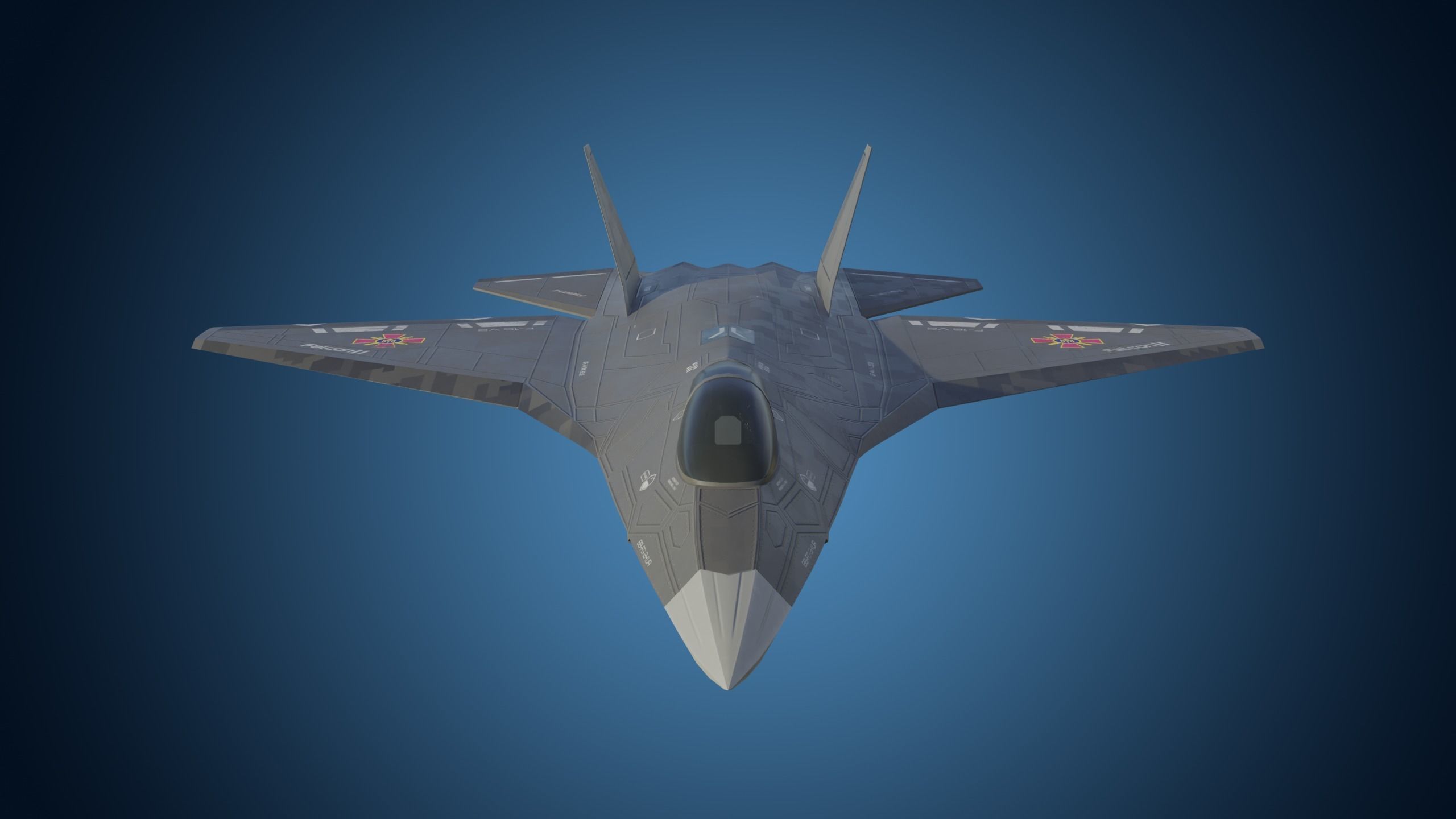 3D model F-16 V2 Low-Poly Game Ready with PBR Textures VR / AR / low ...