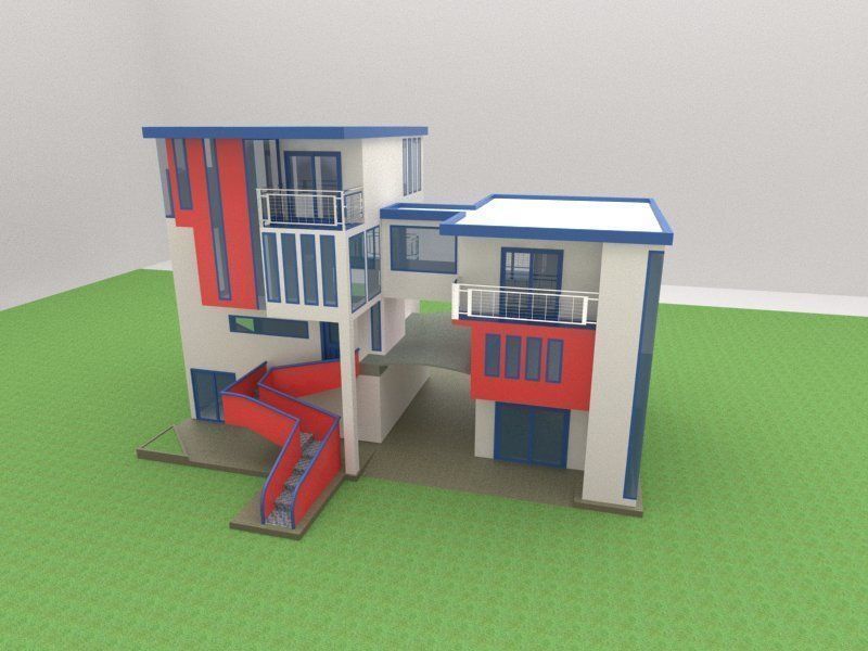 LOW POLY MANSION modern house 3D model | CGTrader