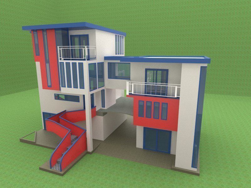 LOW POLY MANSION modern house 3D model | CGTrader