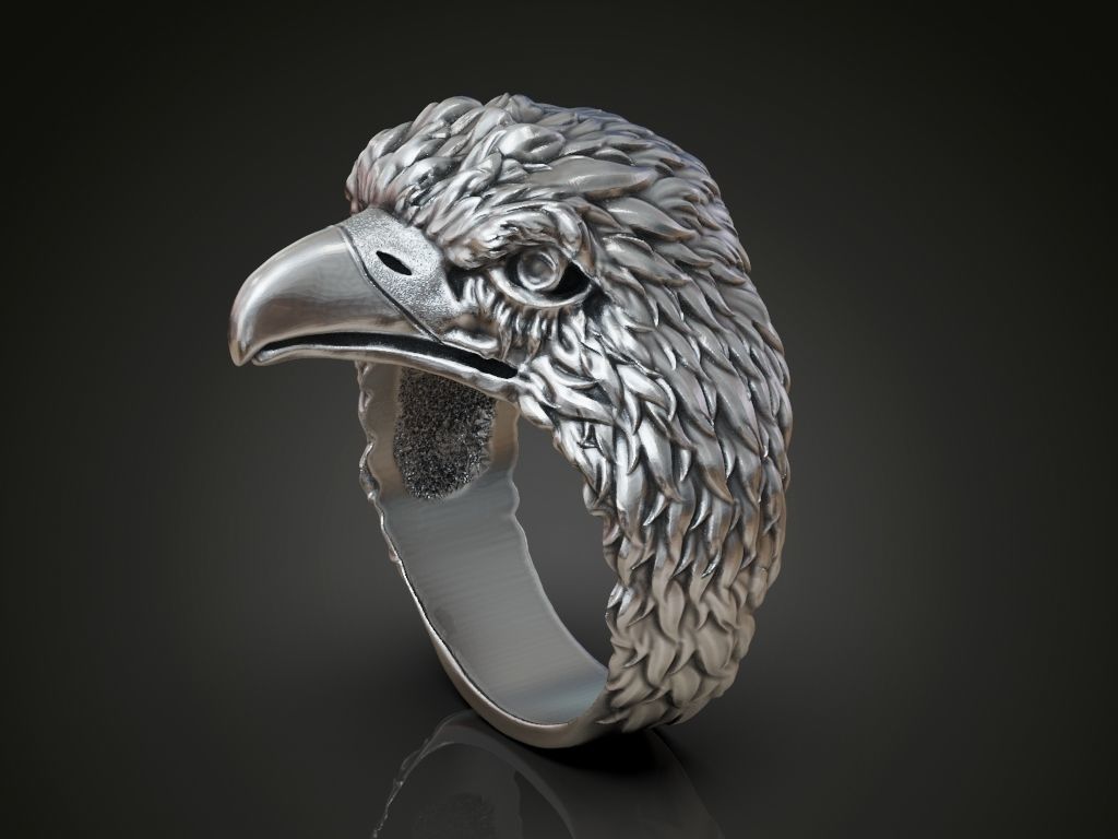 Mens ring eagle hawk falcon head 3D model 3D printable | CGTrader