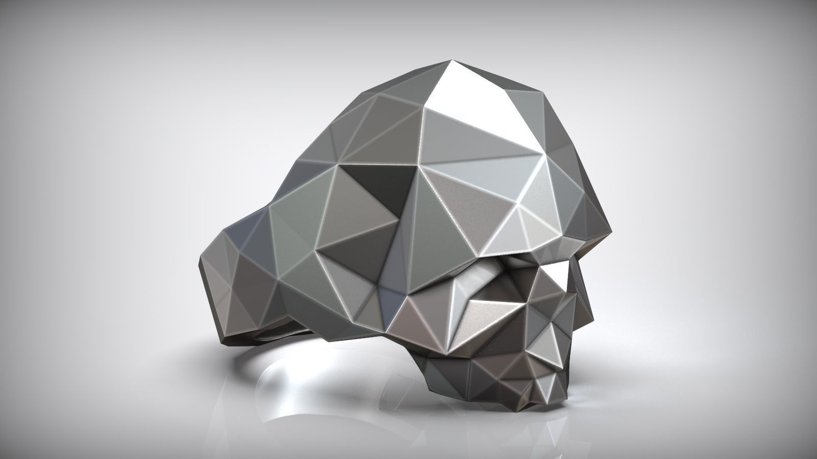 Full Skull Triangle Polygon Solid Ring 3D model 3D printable | CGTrader
