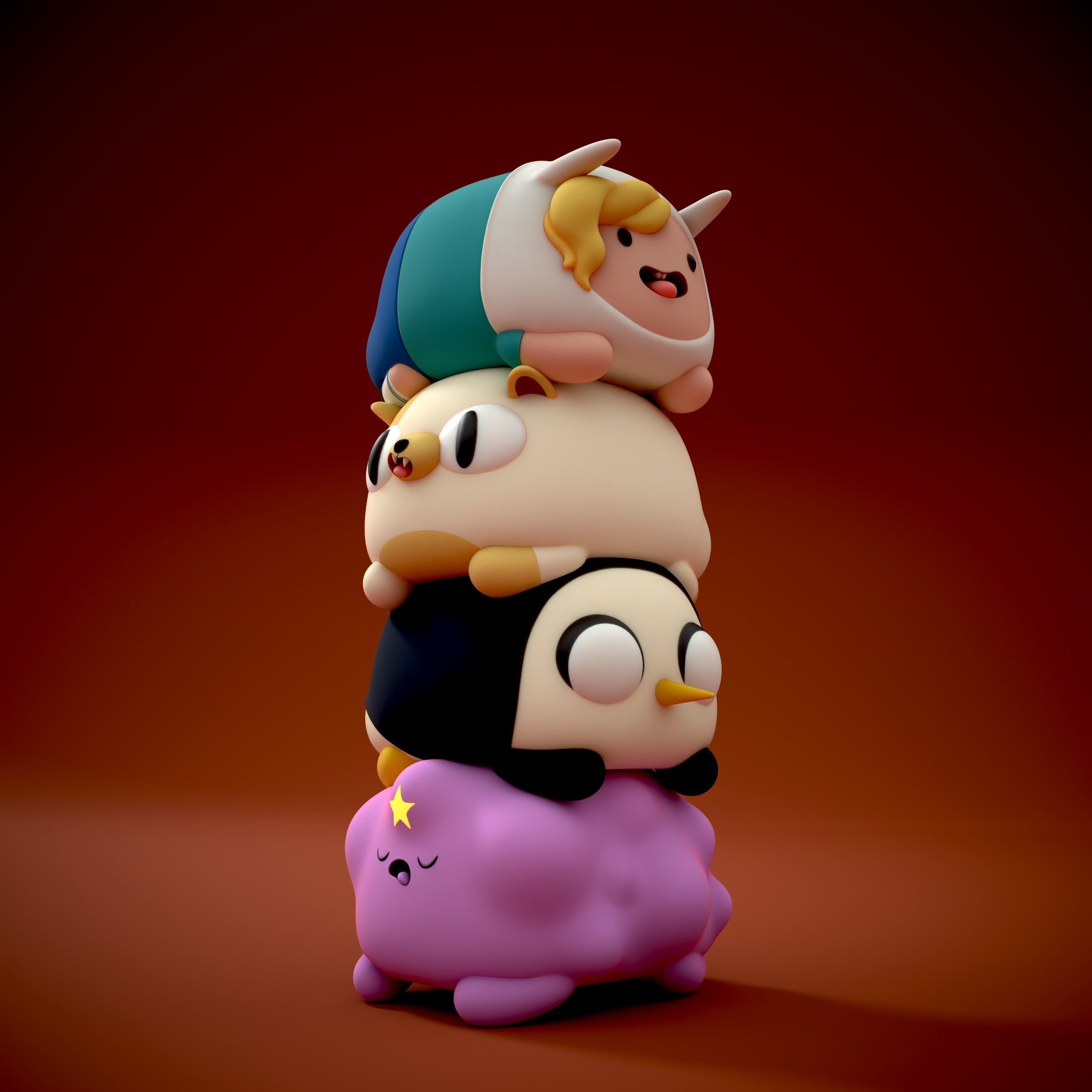 ADVENTURE TIME FANART- FIONNA CAKE LUMPY SPACE PRINCESS GUNTER 3D model ...
