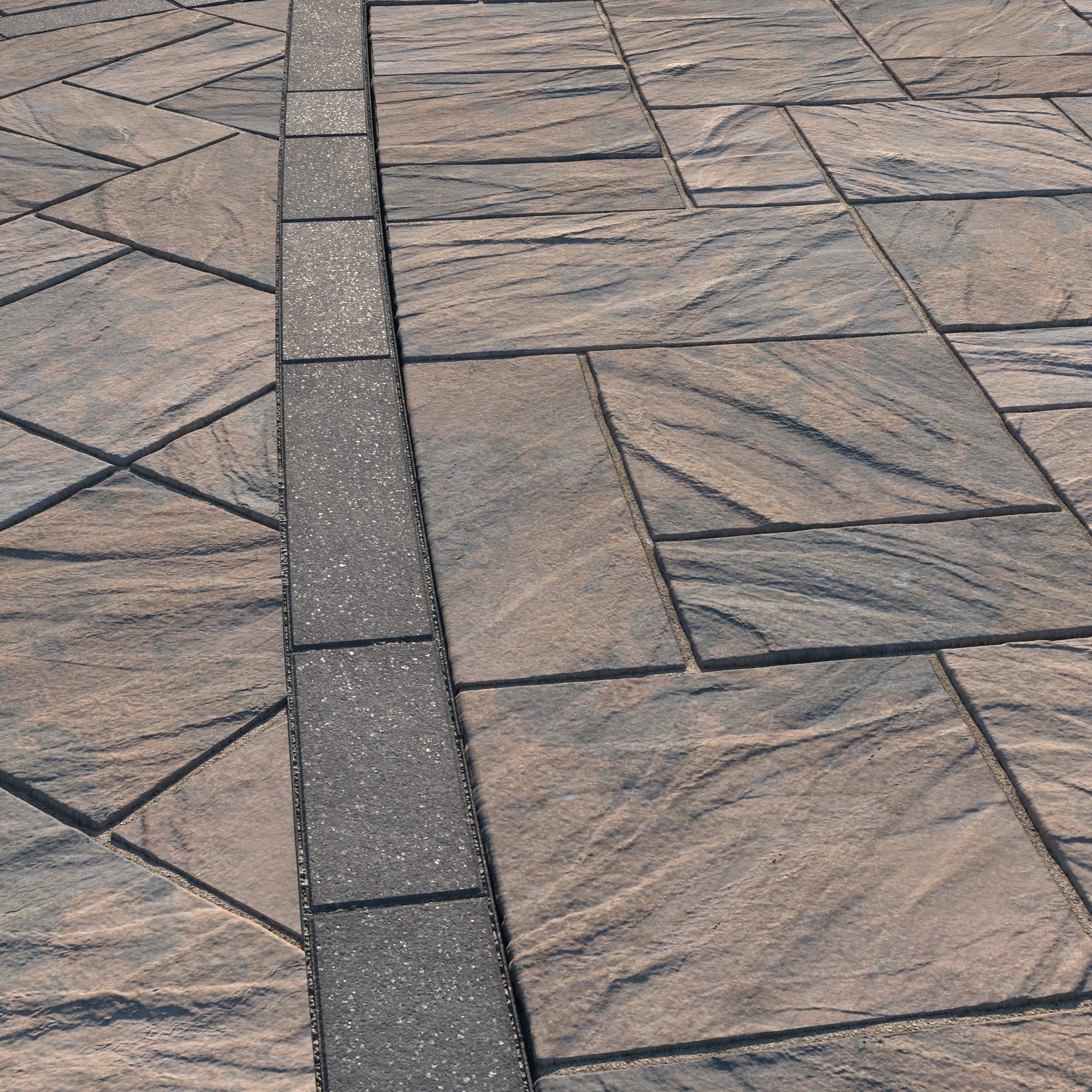 Texture 8K Large Area Natural stone pavers 01 - 6 Variations VR / AR ...