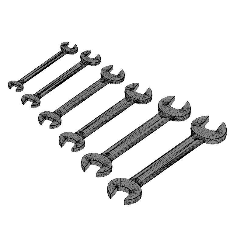 Set of 6 classic round wrenches conforming to JIS standards 3D model 3D ...