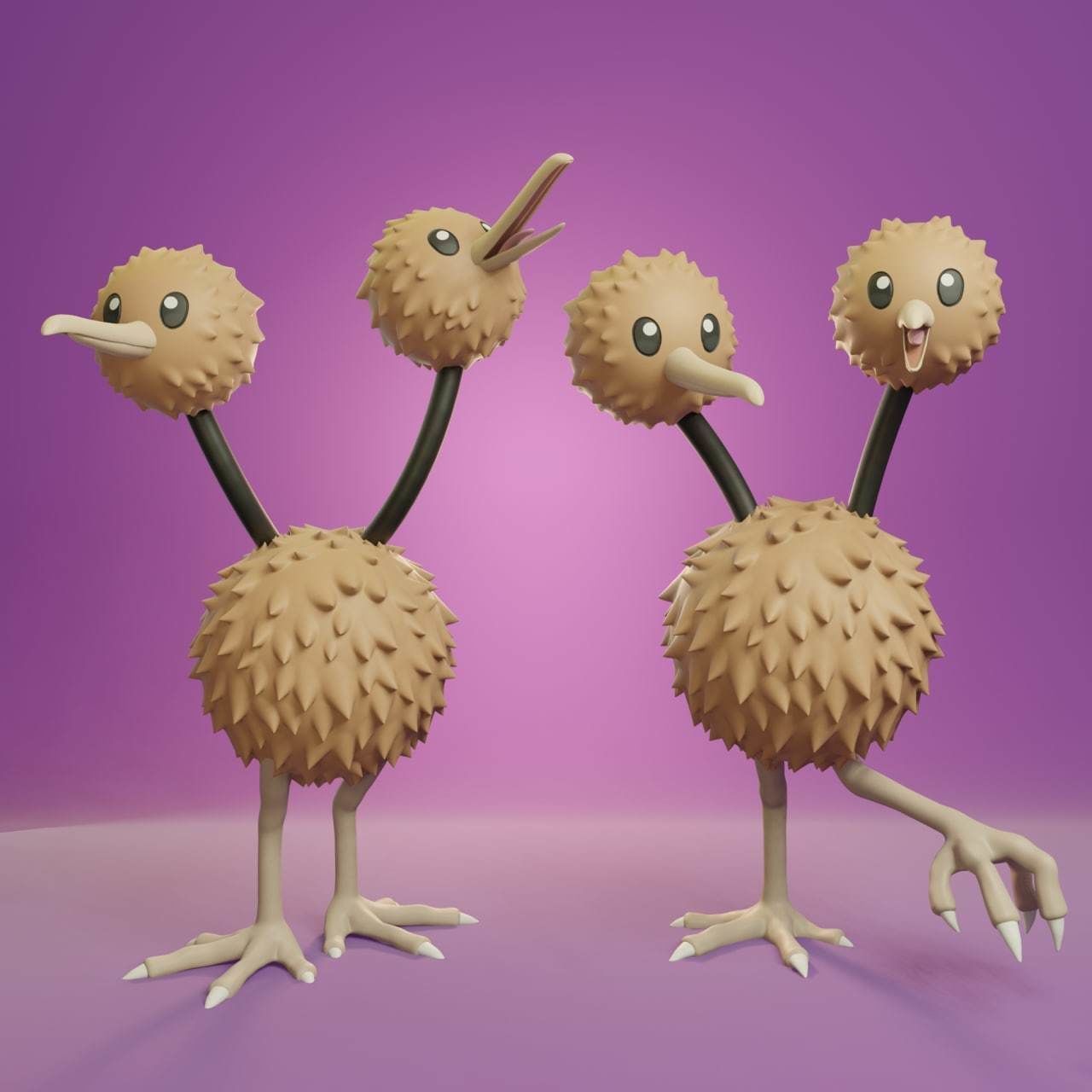 Pokemon - Doduo with 2 poses 3D model 3D printable | CGTrader