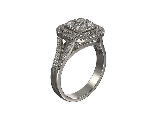 Custom ring with halo and brilliants 3D model 3D printable | CGTrader