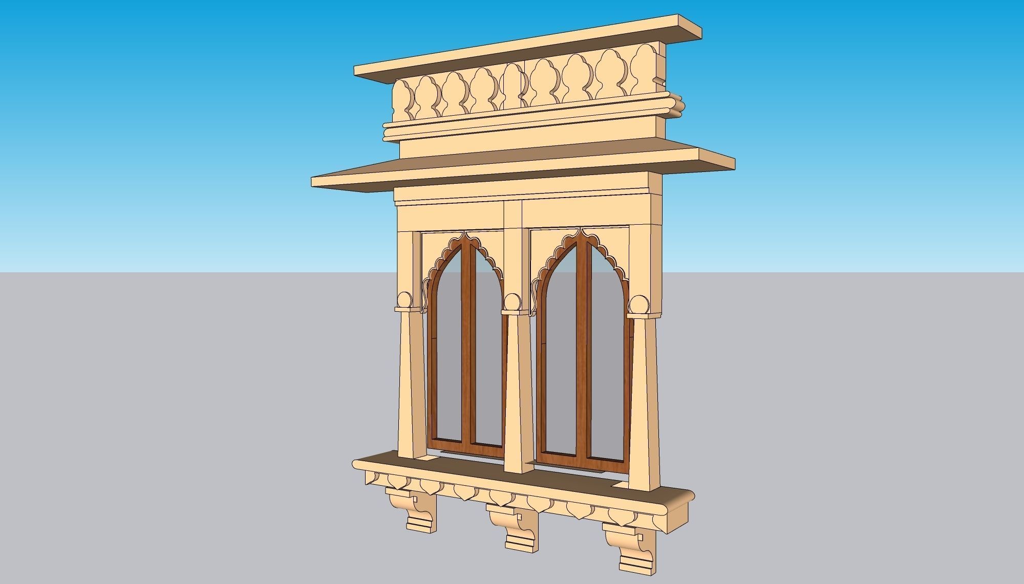 indian jodhpuri stone jharokha window 3d modal 3D model | CGTrader