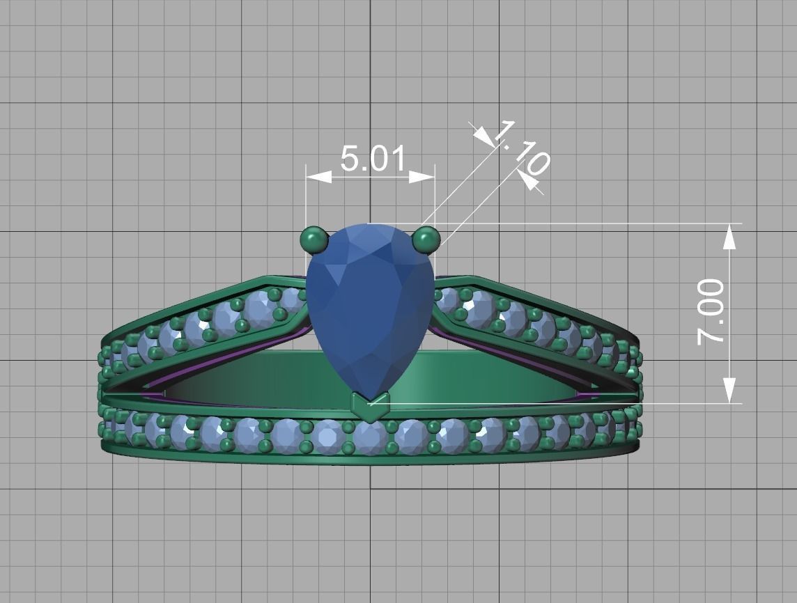Pear 7x5 Engagement Ring Tiara Fashion Ring 3dmodel 3D model 3D ...