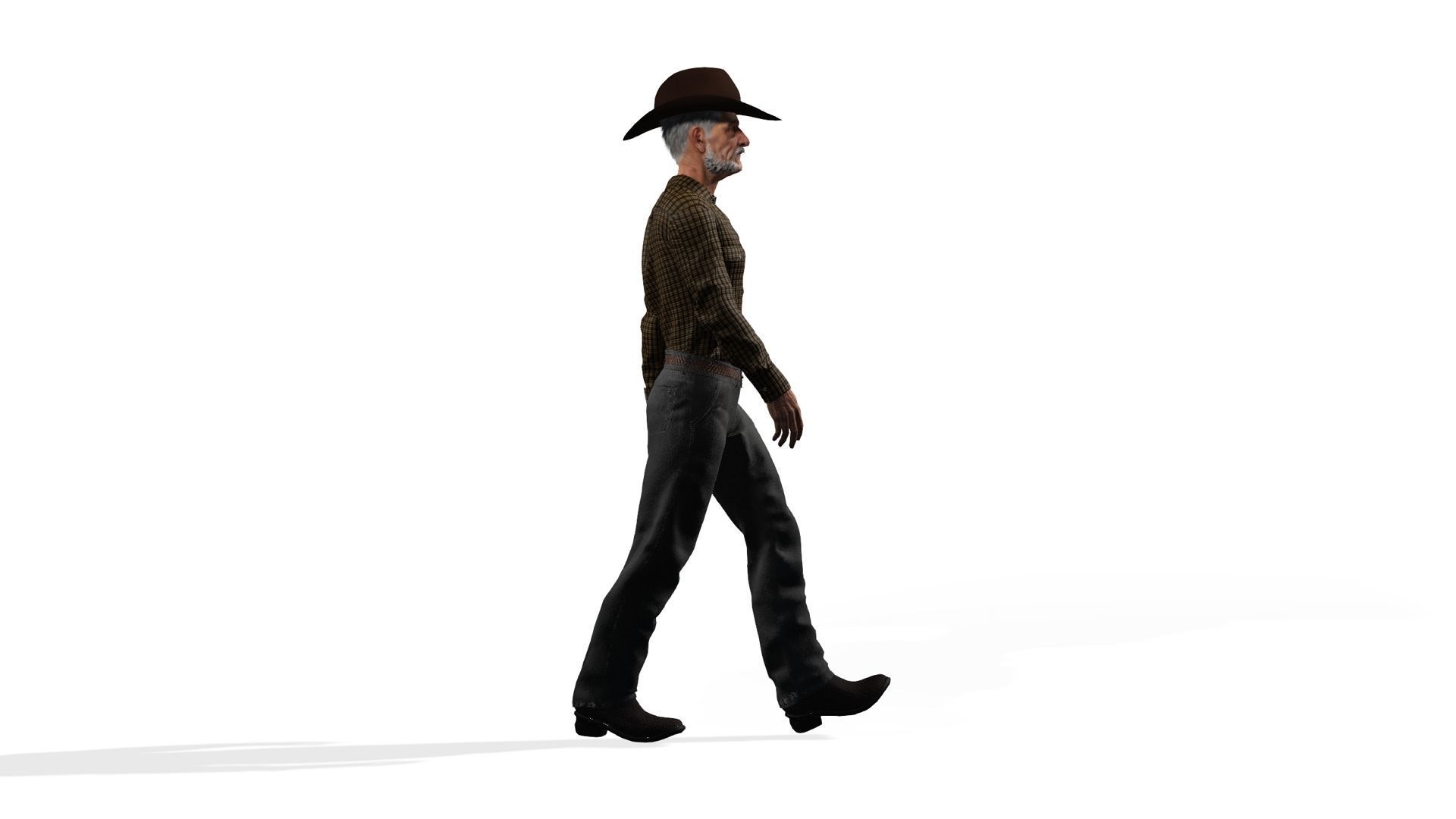 3D model Old Man Modern Western Rancher Cowboy VR / AR / low-poly ...