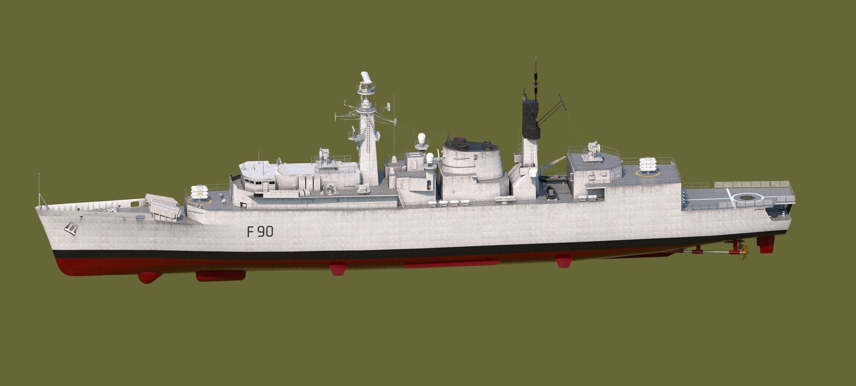 3D model HMS type 22 frigate F90 brilliant VR / AR / low-poly | CGTrader