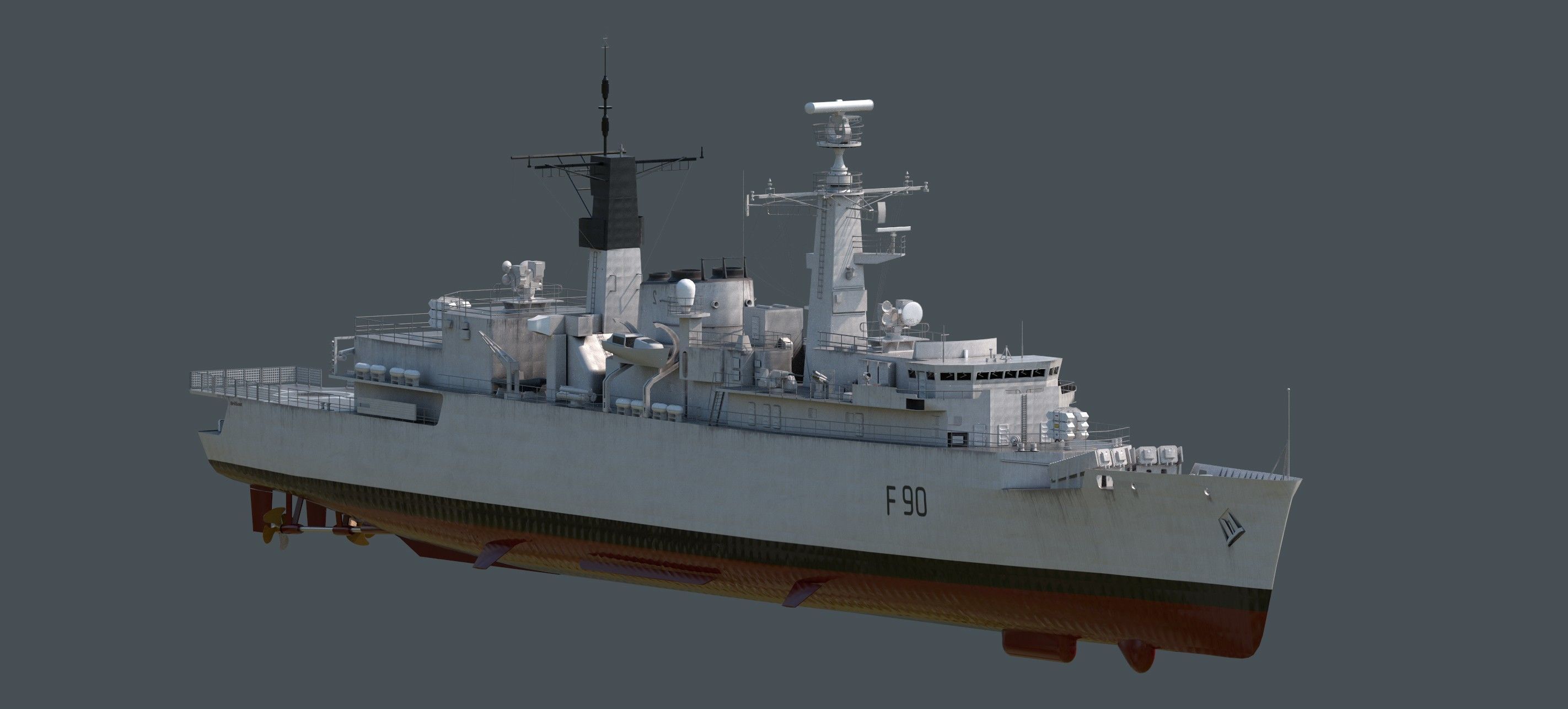 3D model HMS type 22 frigate F90 brilliant VR / AR / low-poly | CGTrader