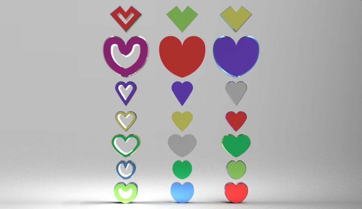 Hart shapes 3D model | CGTrader