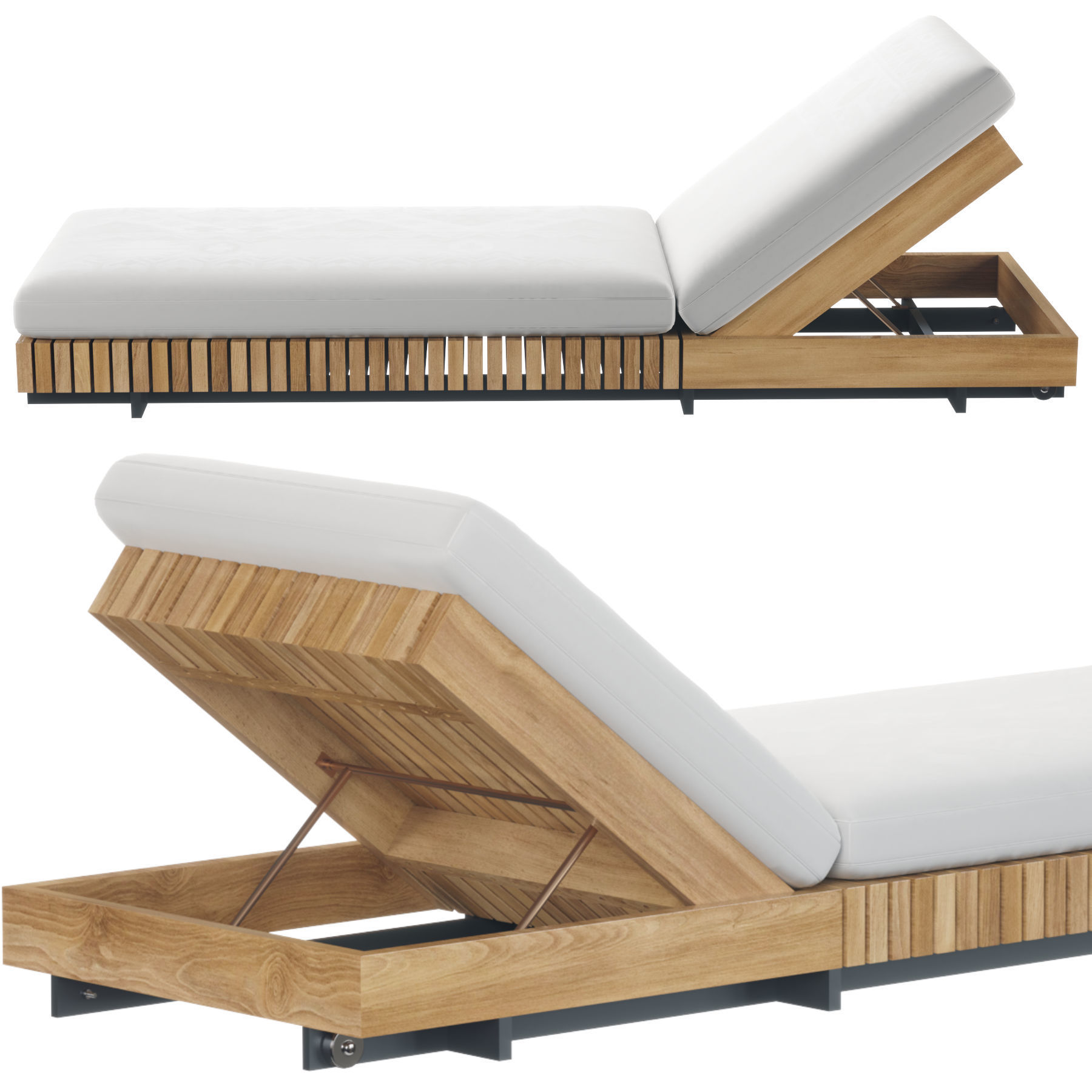 RH CAICOS TEAK CHAISE 3D model | CGTrader