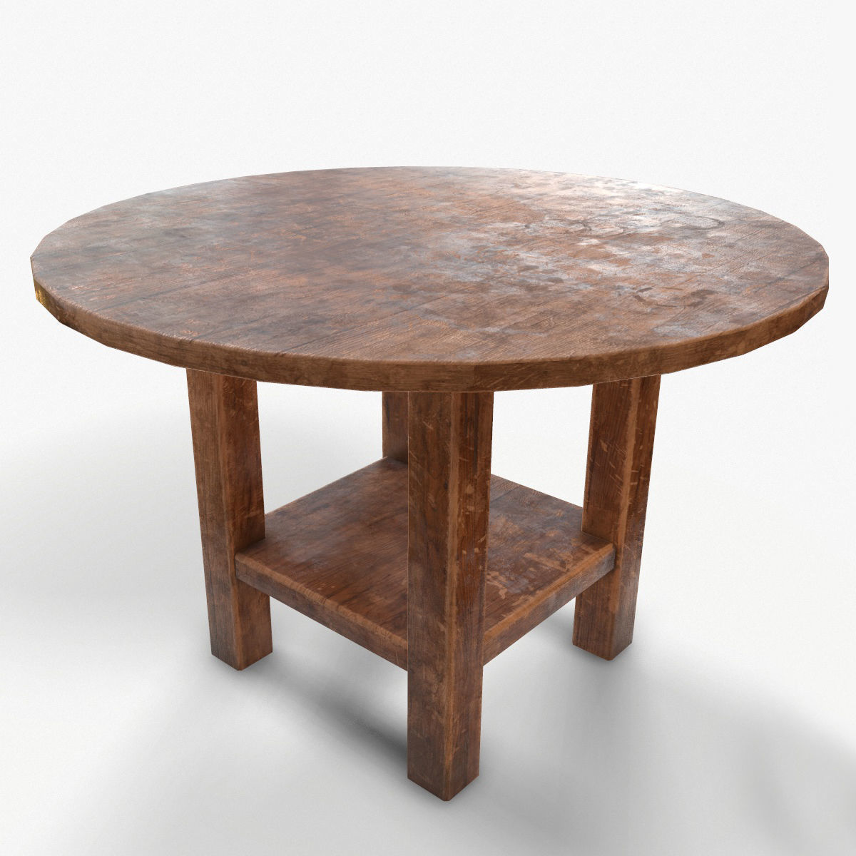 Old vintage used western round saloon table da1 free VR / AR / low-poly ...