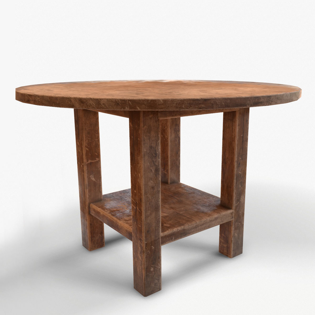 Old vintage used western round saloon table da1 free VR / AR / low-poly ...